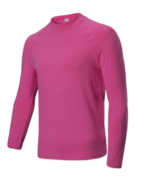 PINK FLURO LONG SLEEVE BASELAYER TOP BOCINI COMPRESSION WEAR - ADULT